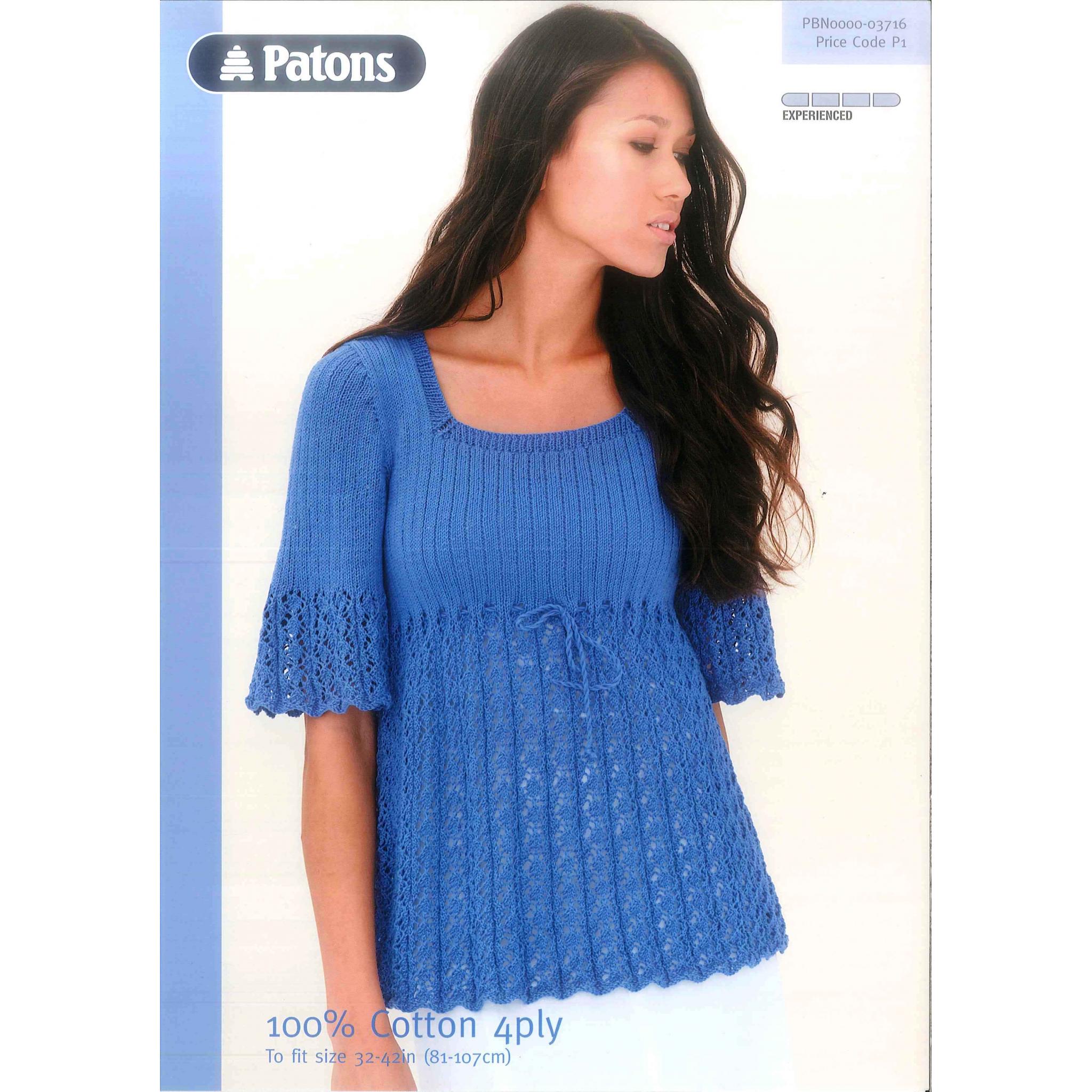 Patons 3716: Ladies lacy empire line top